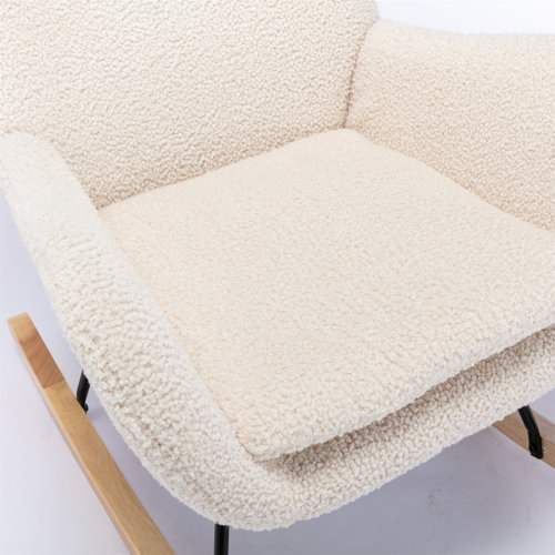 Corrigan Studio® Teddy Fabric Seat Rocking Chair With High Backrest And ... Corrigan Studio® Teddy Fabric Seat Rocking Chair With High Backrest And ...